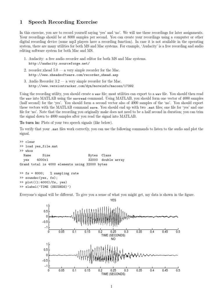Speech Recording | PDF | Digital Audio | Matlab