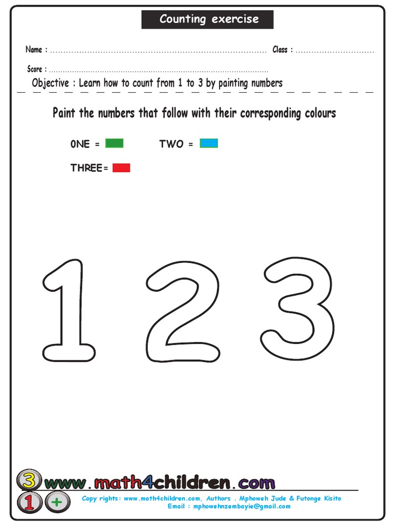 Colour Numbers 1,2,3 | PDF
