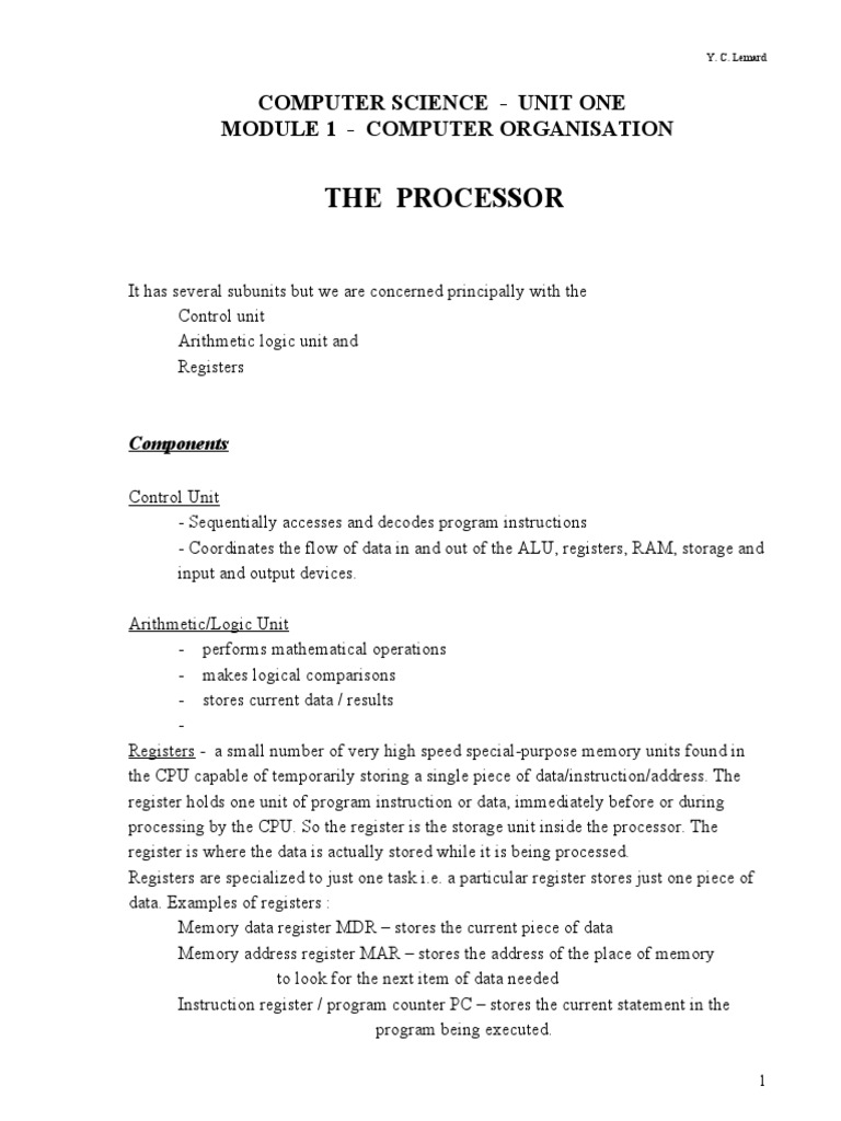 08 - The Processor - Students Version | PDF | Instruction Set | Central Processing Unit