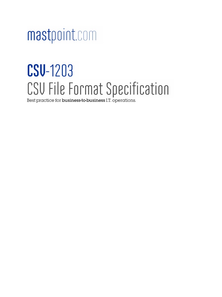 CSV File Format Specification & Standard (CSV-1203) | PDF | Comma ...