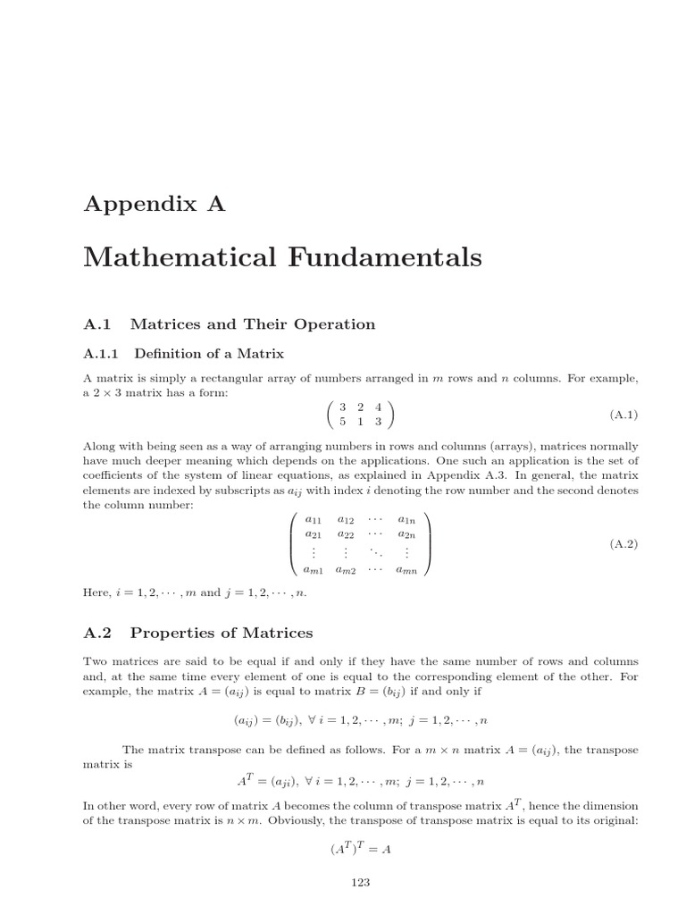 MATHEMATICAL FUNDAMENTALS | PDF | Matrix (Mathematics) | Eigenvalues ...