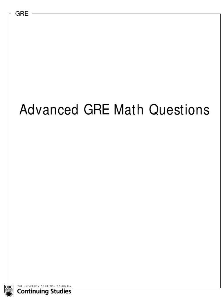 Advanced GRE Math Questions | PDF | Area | Elementary Mathematics