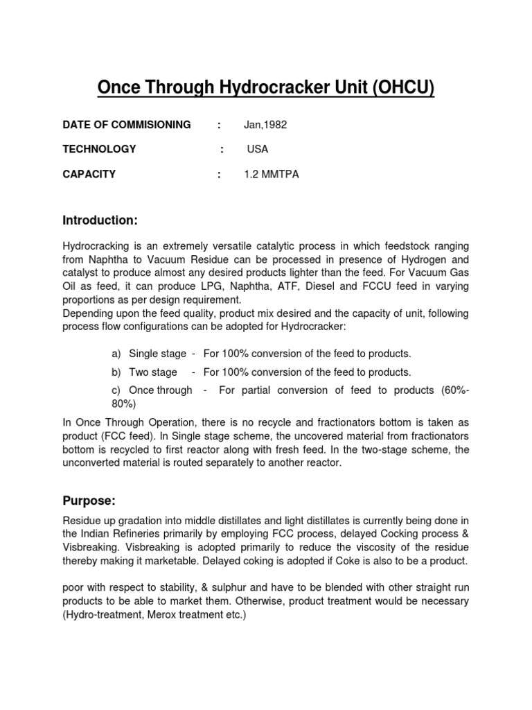 Ohcu | Download Free PDF | Cracking (Chemistry) | Oil Refinery
