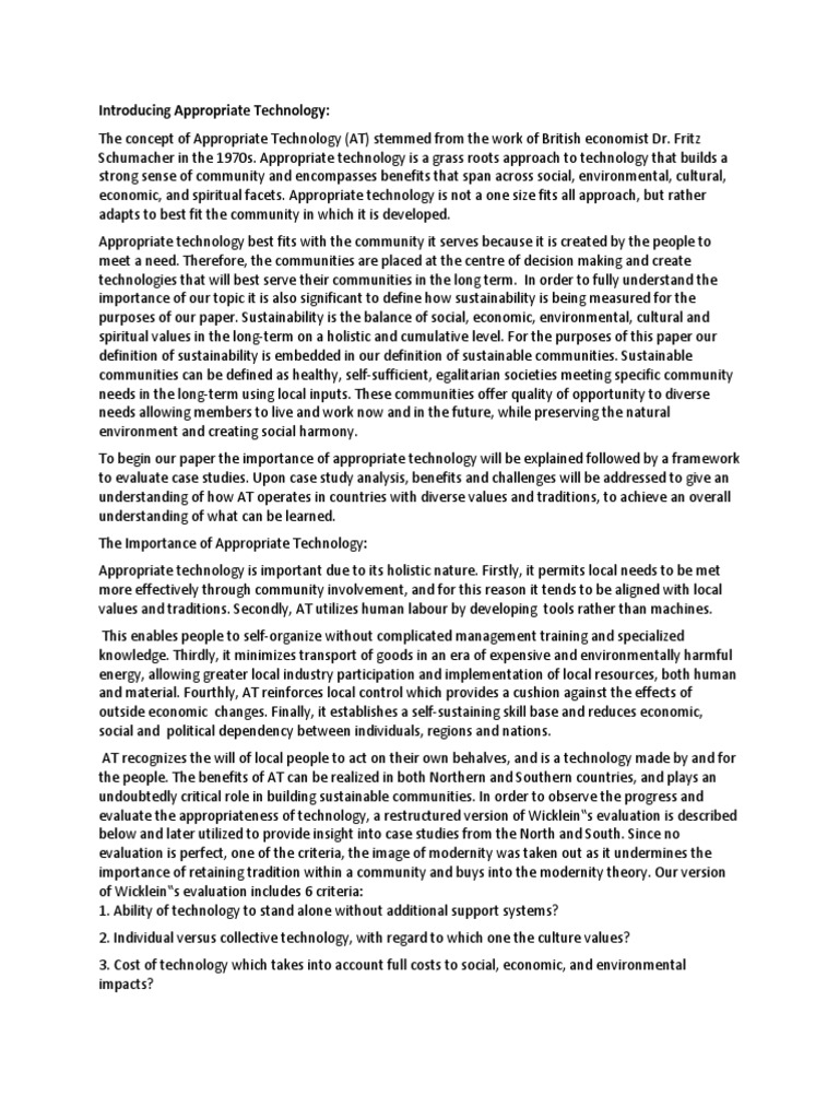 Appropriate Technology Sociology | PDF | Appropriate Technology ...