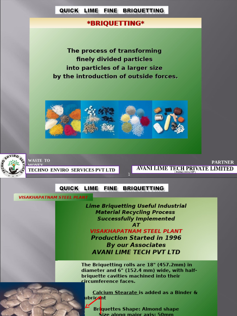 Lime Fines Briquetting | PDF | Recycling | Waste