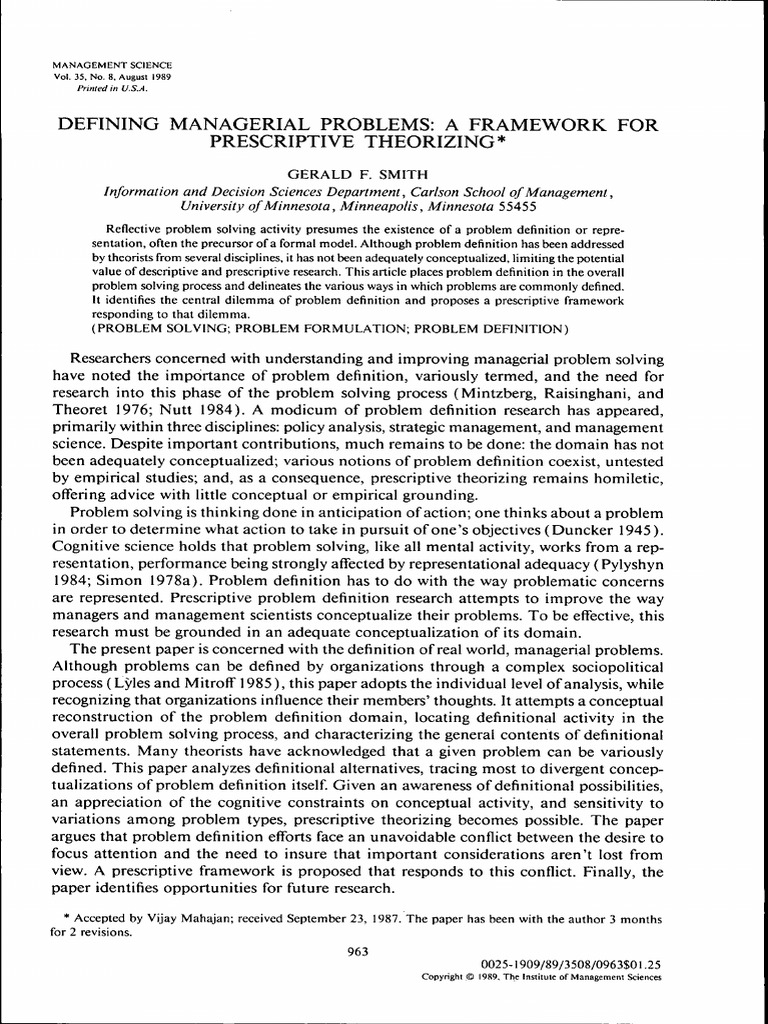 Defining Managerial Problems | PDF | Causality | Goal