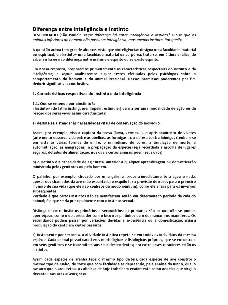 A distinção entre inteligência e instinto: características, exemplos e ...