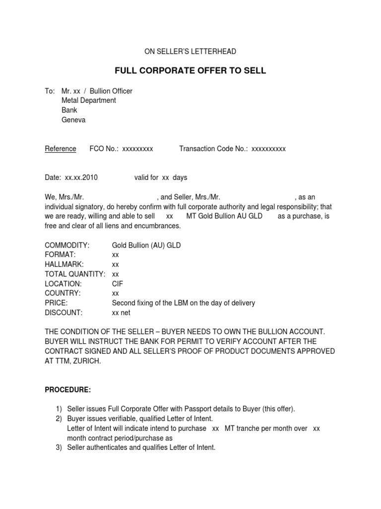 FCO Swiss Procedure Sample | PDF | Business | Market (Economics)