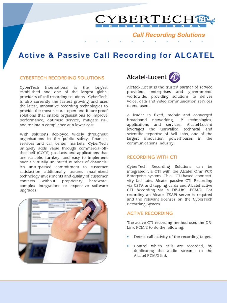 PDF CYBERTECH CyberTech ALCATEL CTI For Active Passive Recording | PDF | Telephone ...