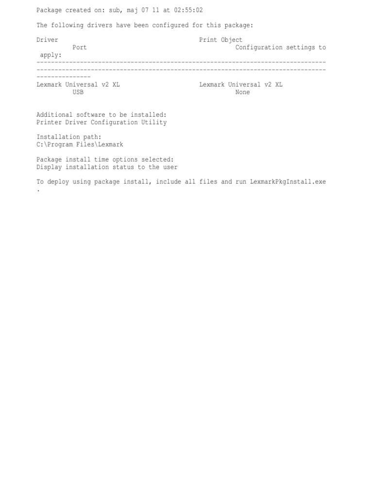Lexmark Universal V2 XL Driver Package | PDF | Computer Hardware ...