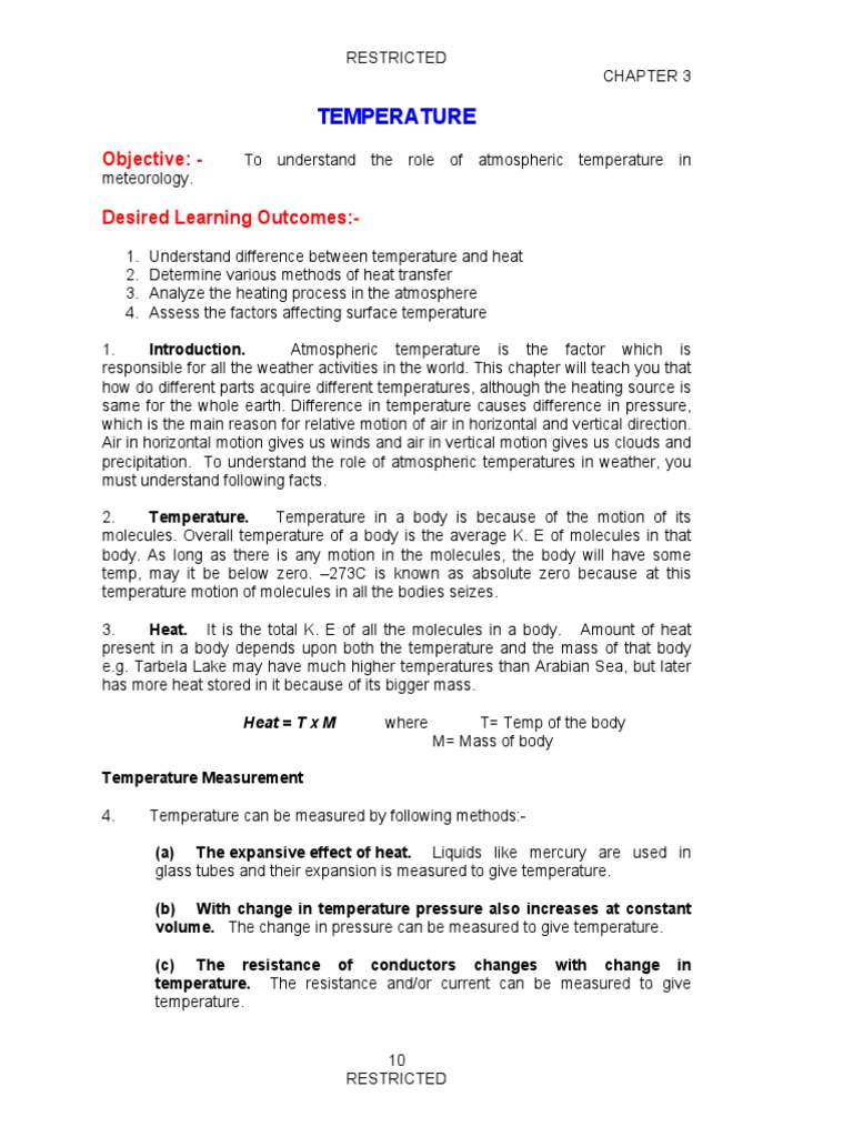 Temperature: Objective: - Desired Learning Outcomes | PDF | Atmosphere ...