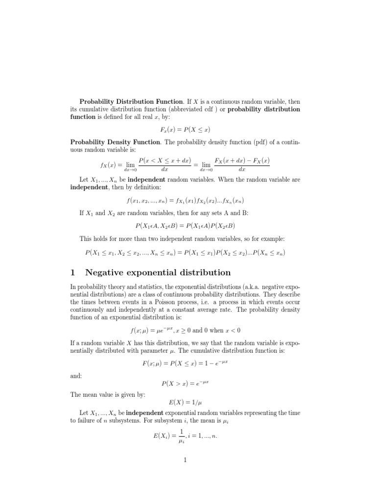 Negative Exponential Distribution | PDF | Probability Distribution ...