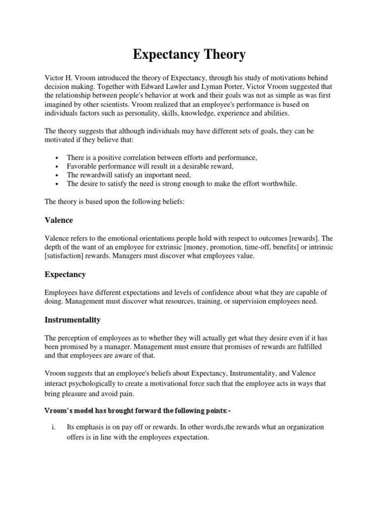 Expectancy Theory | PDF | Industrial And Organizational Psychology ...