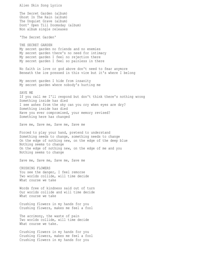 Alien Skin Lyrics | PDF | Sky | Nature