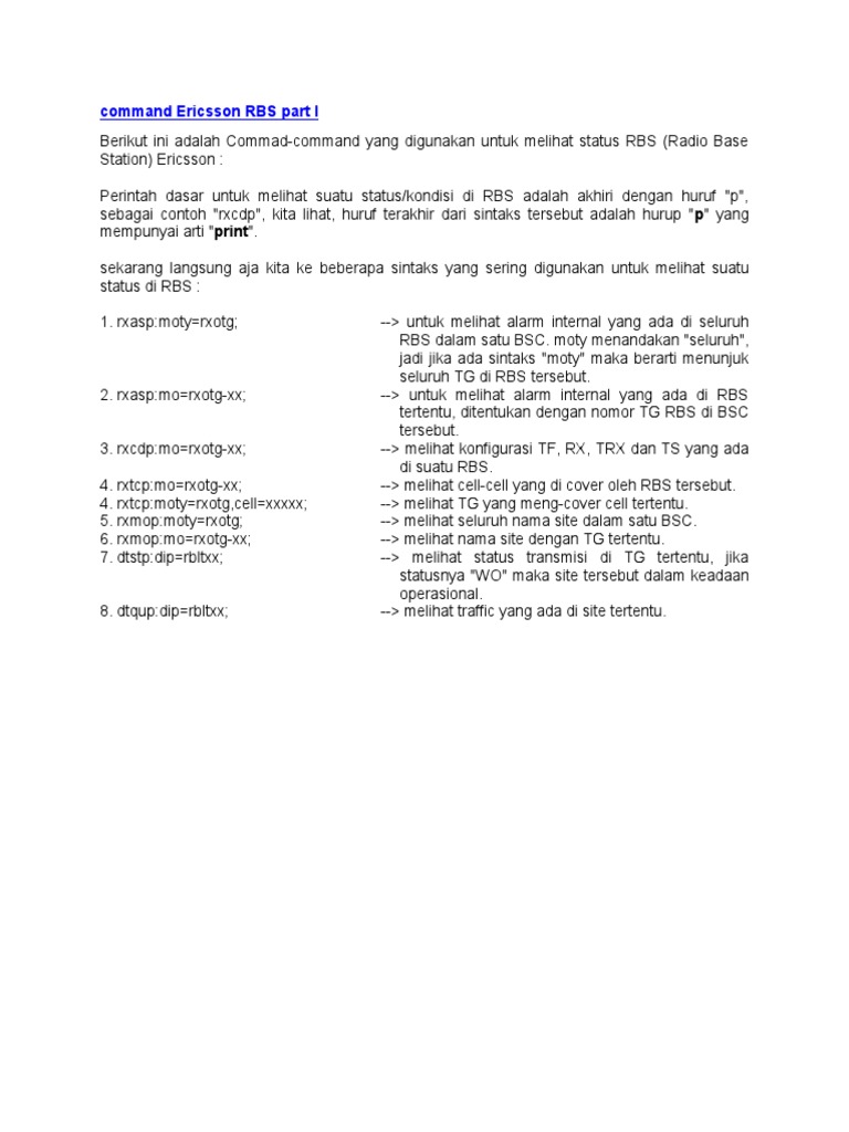Command Ericsson RBS Part I | PDF