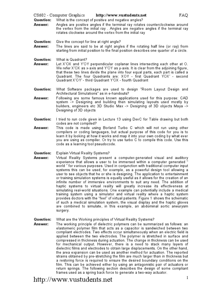 CS602 Short Questions Answer | PDF | Shader | Computer Graphics