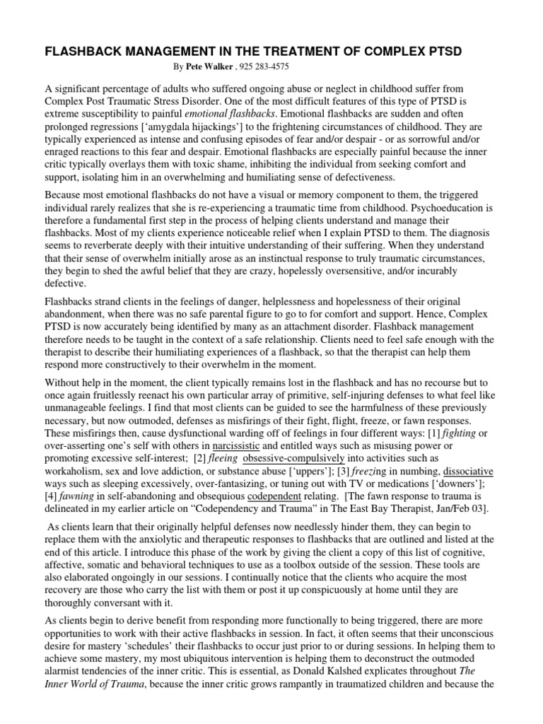 Managing Emotional Flashbacks in Complex PTSD Through Psychoeducation ...