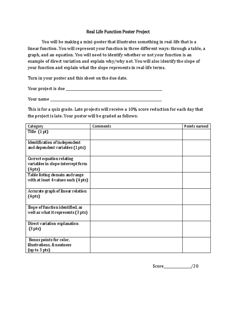 Linear Function Poster Project | PDF