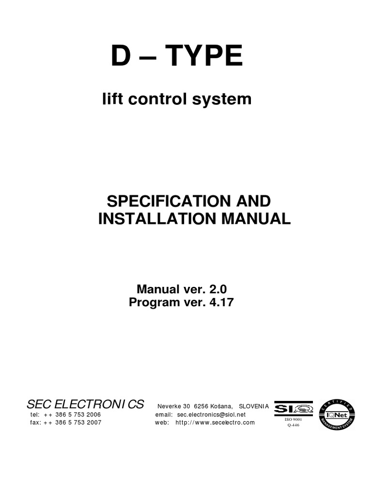 D Type Manual Eng v20 | PDF | Elevator | Parameter (Computer Programming)
