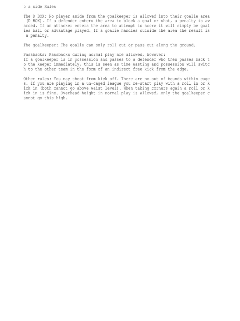 5 A Side Rules | PDF
