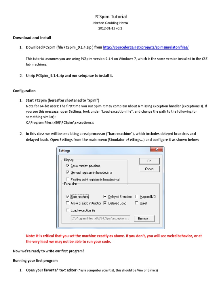 PCSpim Tutorial | PDF | Instruction Set | Computer Programming