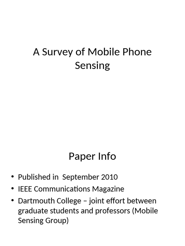 Survey Of Mobile Phone Sensing Pdf Privacy Cloud Computing