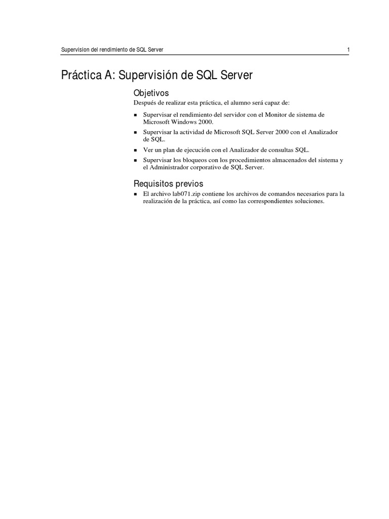 Supervision de Rendimiento de SQL SERVER | PDF | Gestión de datos ...
