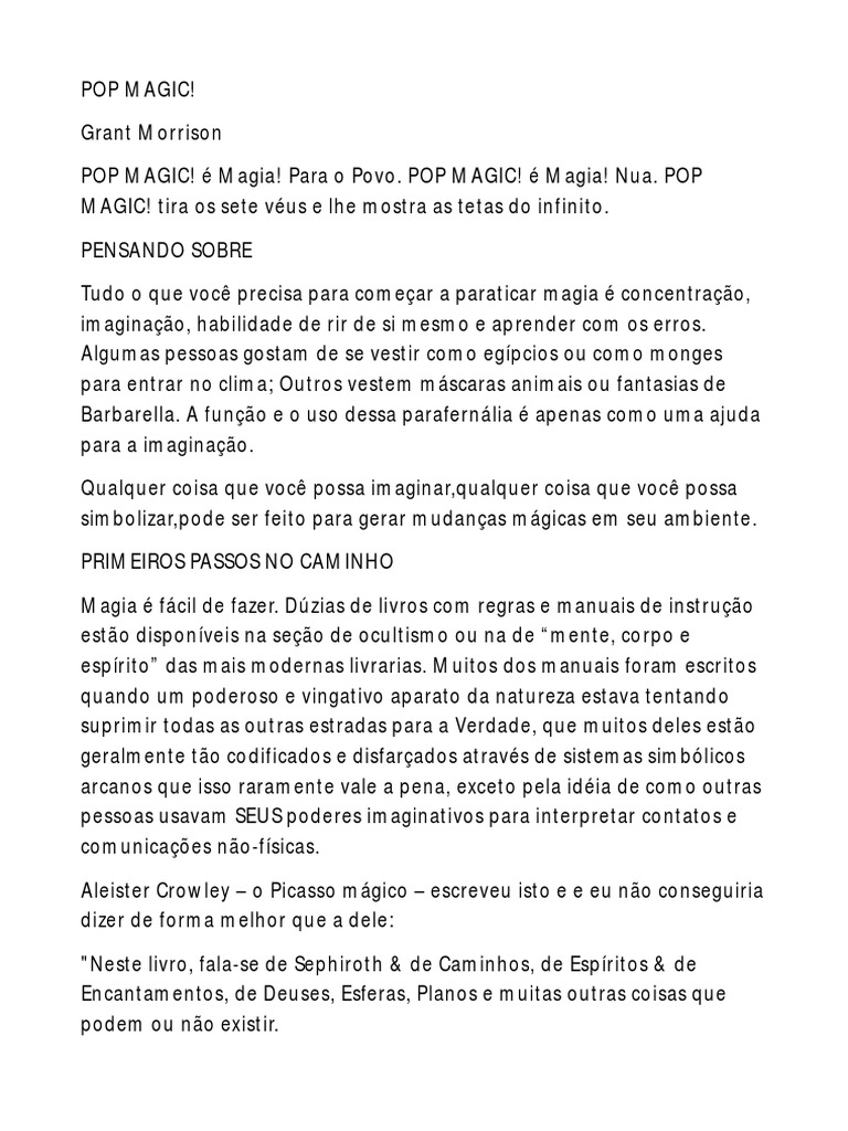 Introdução à Pop Magic! de Grant Morrison | PDF | Filosofia | Estilo de ...