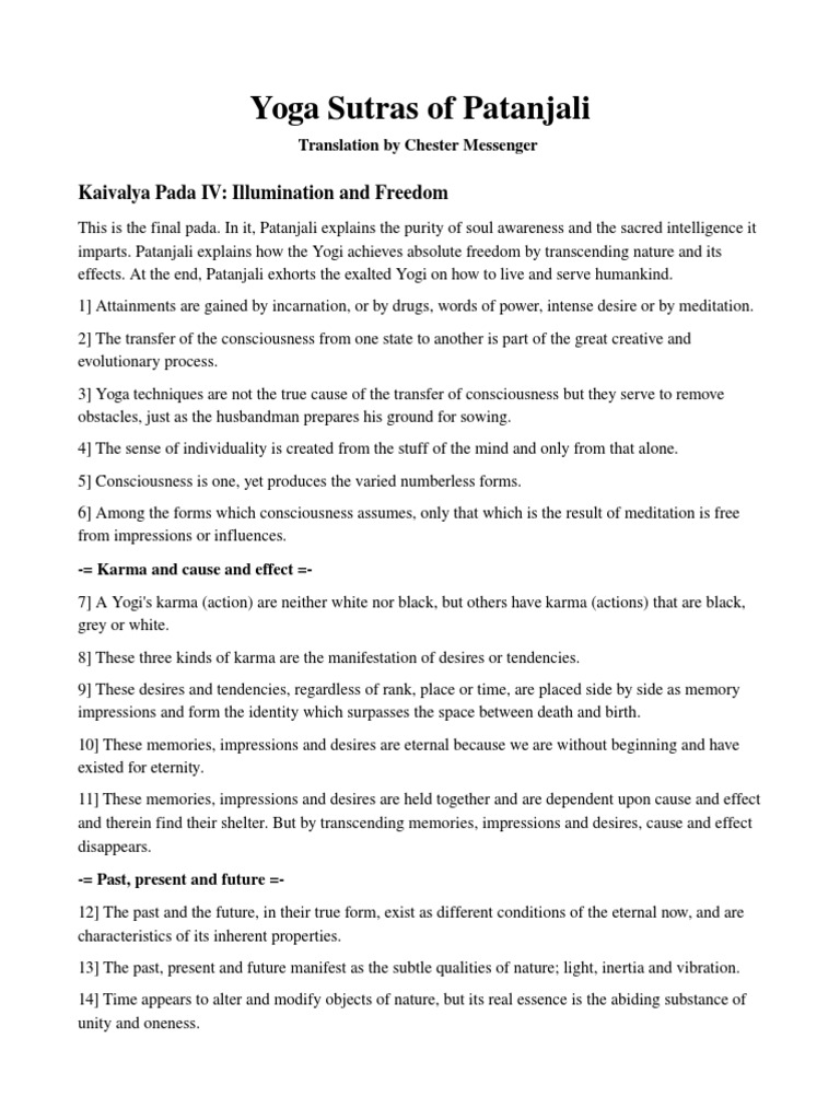 Yoga Sutras Pada 4 | PDF | Yoga Sutras Of Patanjali | Mind