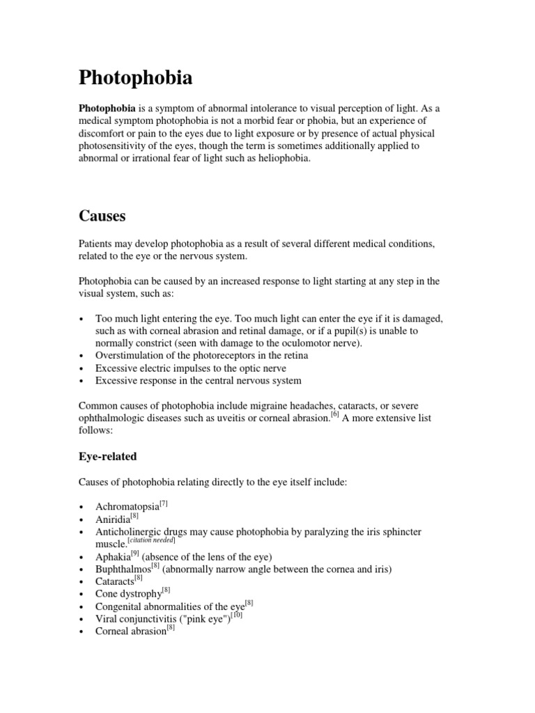 Photophobia: Causes | PDF | Human Eye | Eye