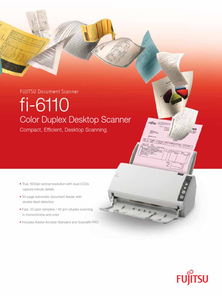 Fi 6110 Datasheet | PDF | Image Scanner | Media Technology