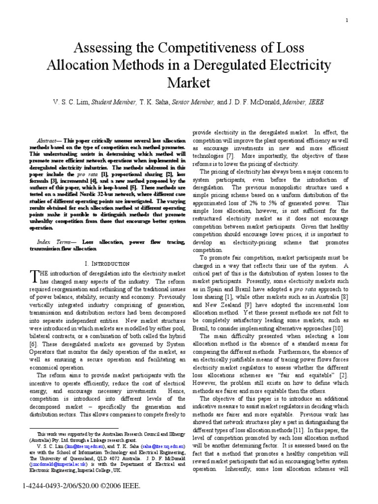 Assessing The Competitiveness of Loss Allocation Methods in A ...