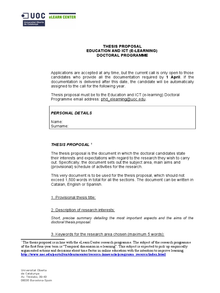 PHD Thesis Proposal Example | PDF