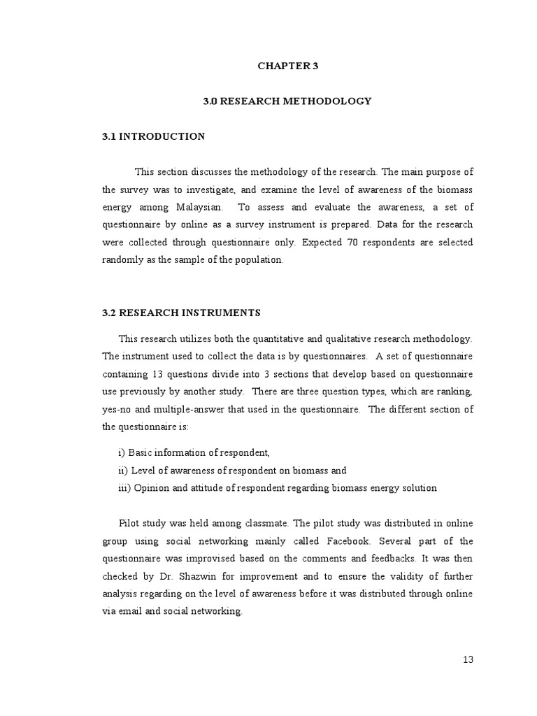 Chapter 3 - Methodology | PDF | Survey Methodology | Questionnaire