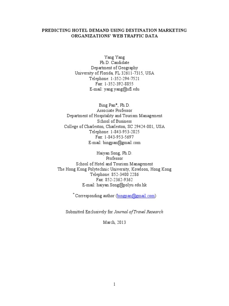 Predicting Hotel Demand With D Mo Web Traffic Data | PDF | Forecasting ...