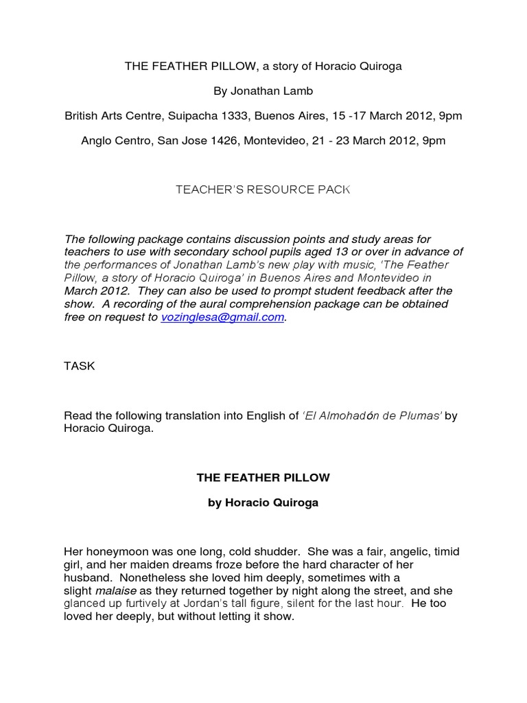 Teaching Resources for "The Feather Pillow" | PDF