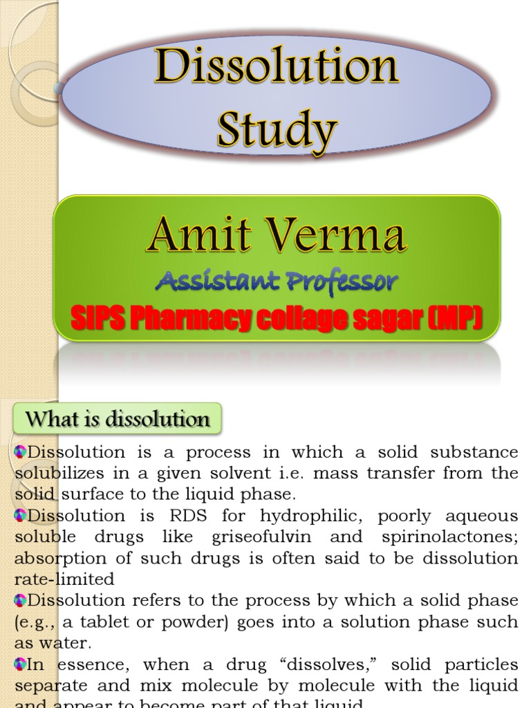 Amit Dissolution Study | PDF | Dissolution (Chemistry) | Tablet (Pharmacy)