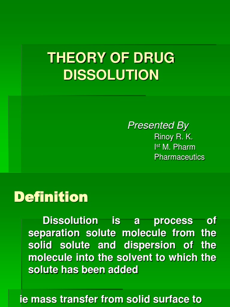 Theories of Drug Dissolution Explained | PDF | Dissolution (Chemistry ...