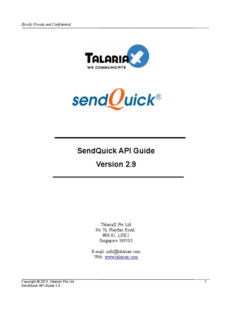 Sendquick API Guide v2.9 | PDF | Email | File Transfer Protocol