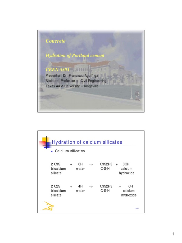 Concrete: Hydration of Portland Cement | PDF | Porosity | Calcium