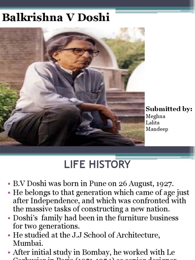 Balkrishna V Doshi | PDF | Art Media | Architectural Design