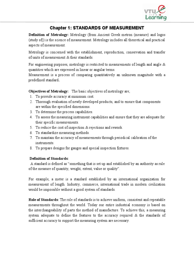 Chapter 1: Standards of Measurement | PDF | Metre | Metrology