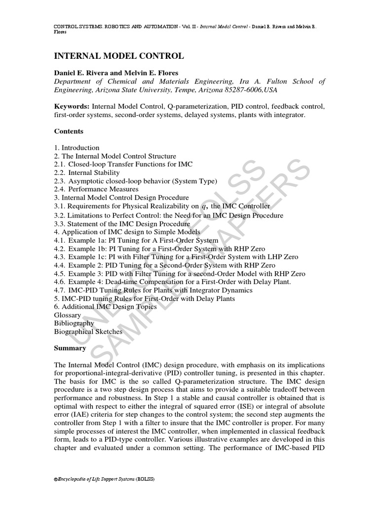 Unesco - Eolss Sample Chapters: Internal Model Control | PDF