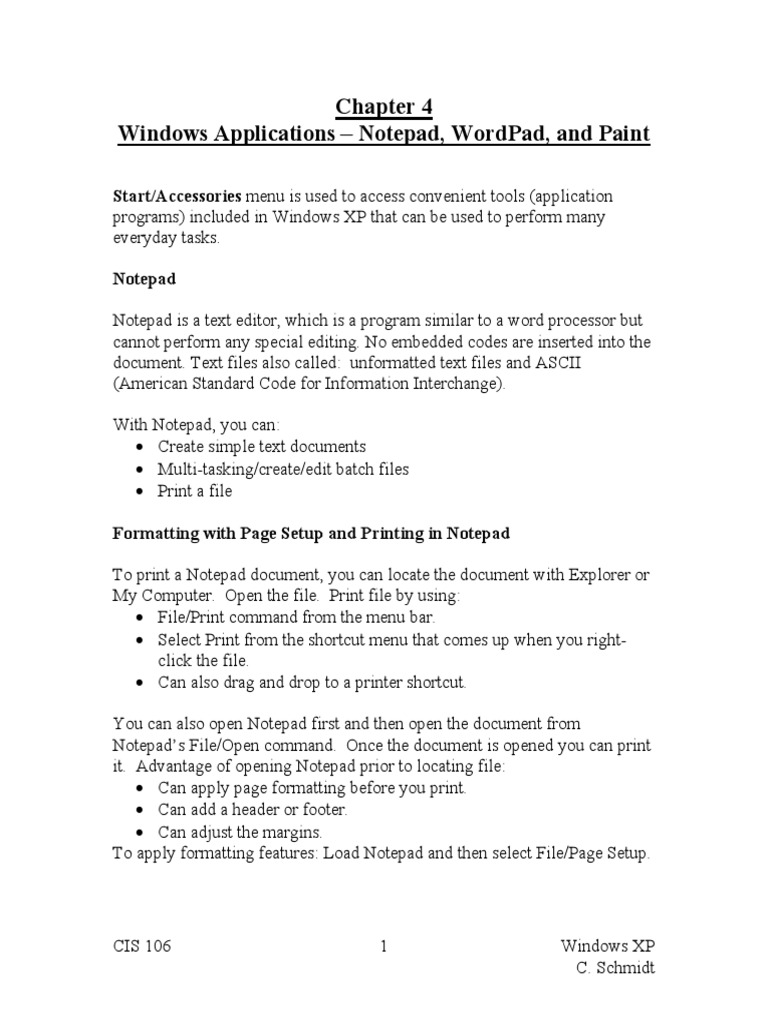 Wordpad Notepad & Paint | PDF