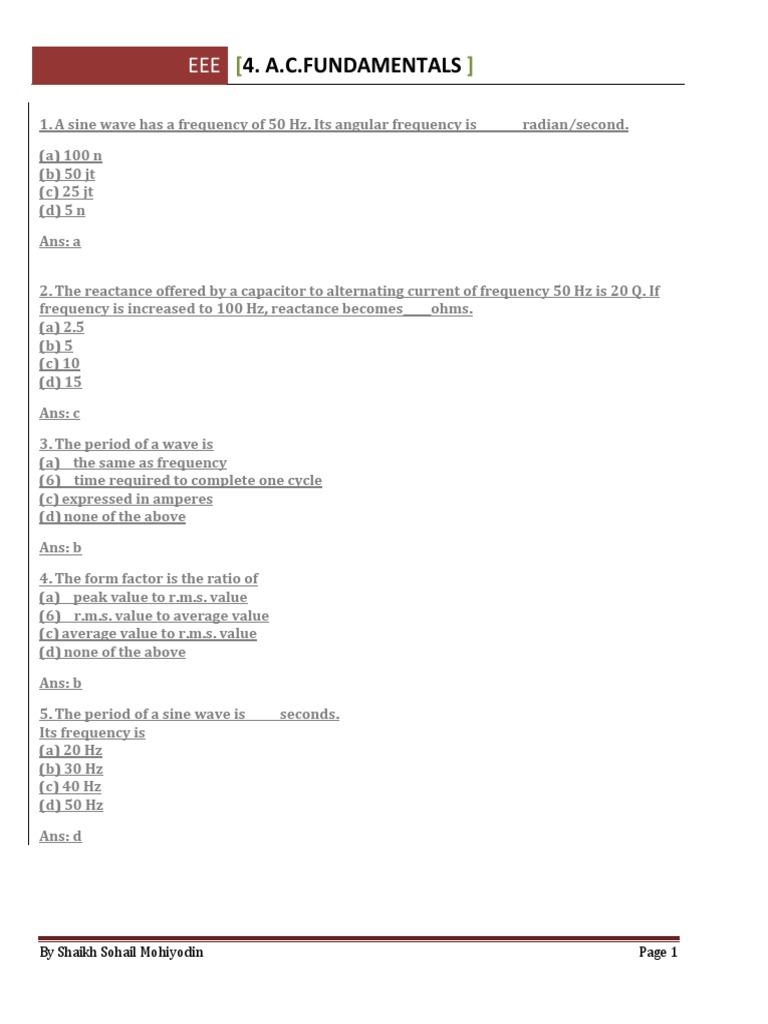Ac Fundamental | PDF | Ac Power | Inductor
