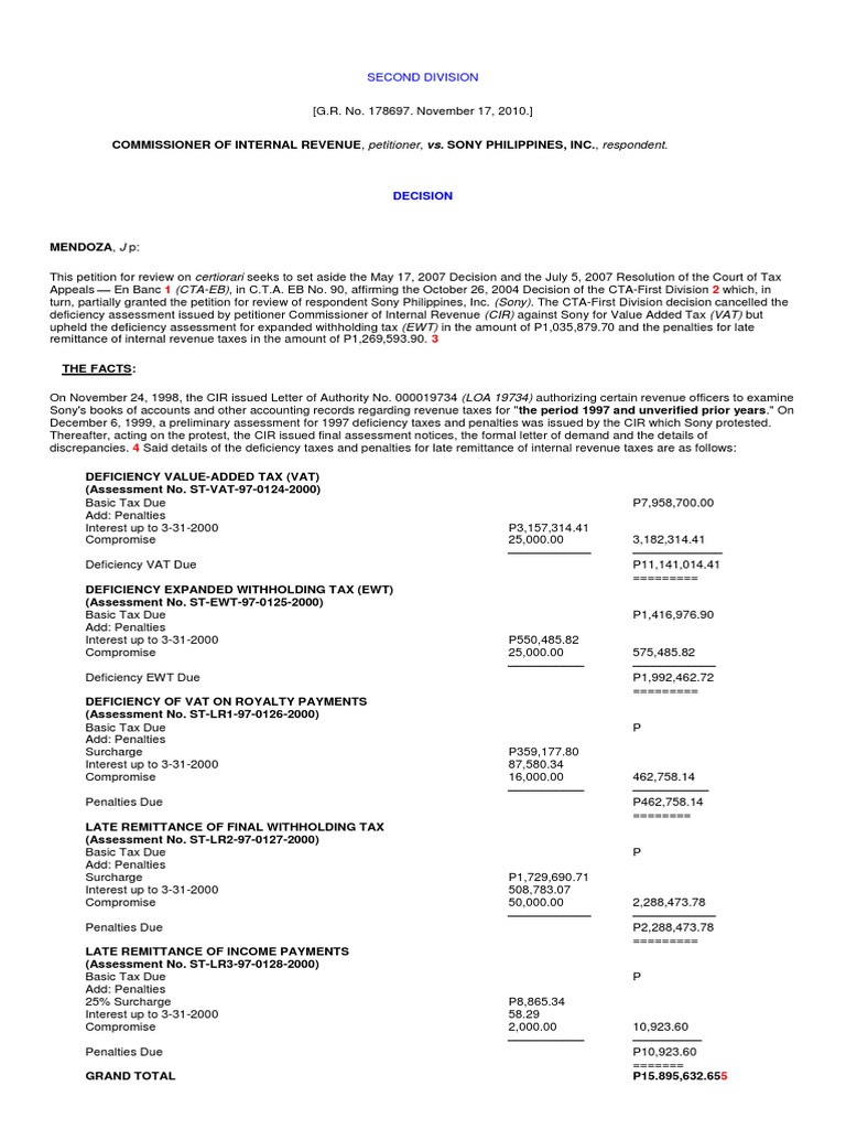 (CTA-EB), in C.T.A. EB No. 90, Affirming The October 26, 2004 Decision ...