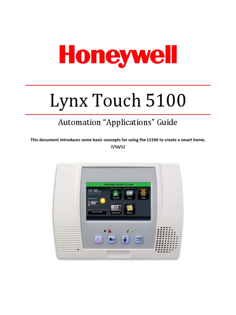 Lynx Touch - L5100 Automation Applications Guide | PDF | Automation | Thermostat