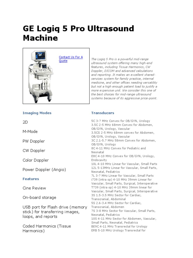 GE Logiq 5 Pro | PDF | Science & Mathematics | Computers