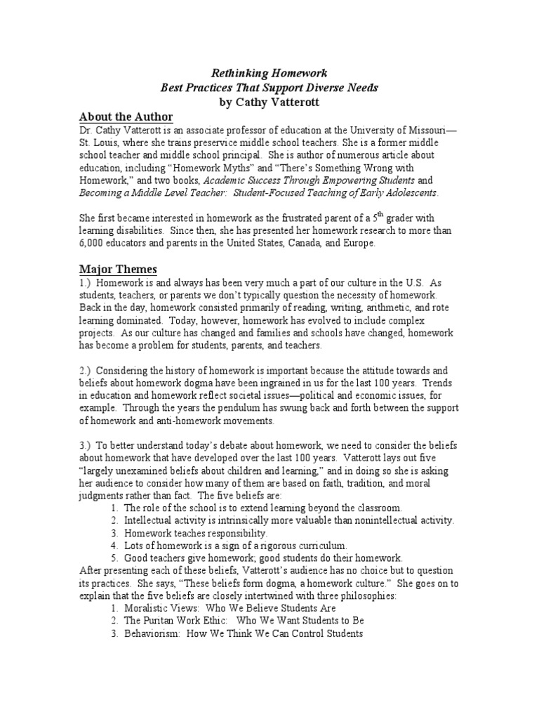 Rethinking Homework | PDF | Homework | Learning