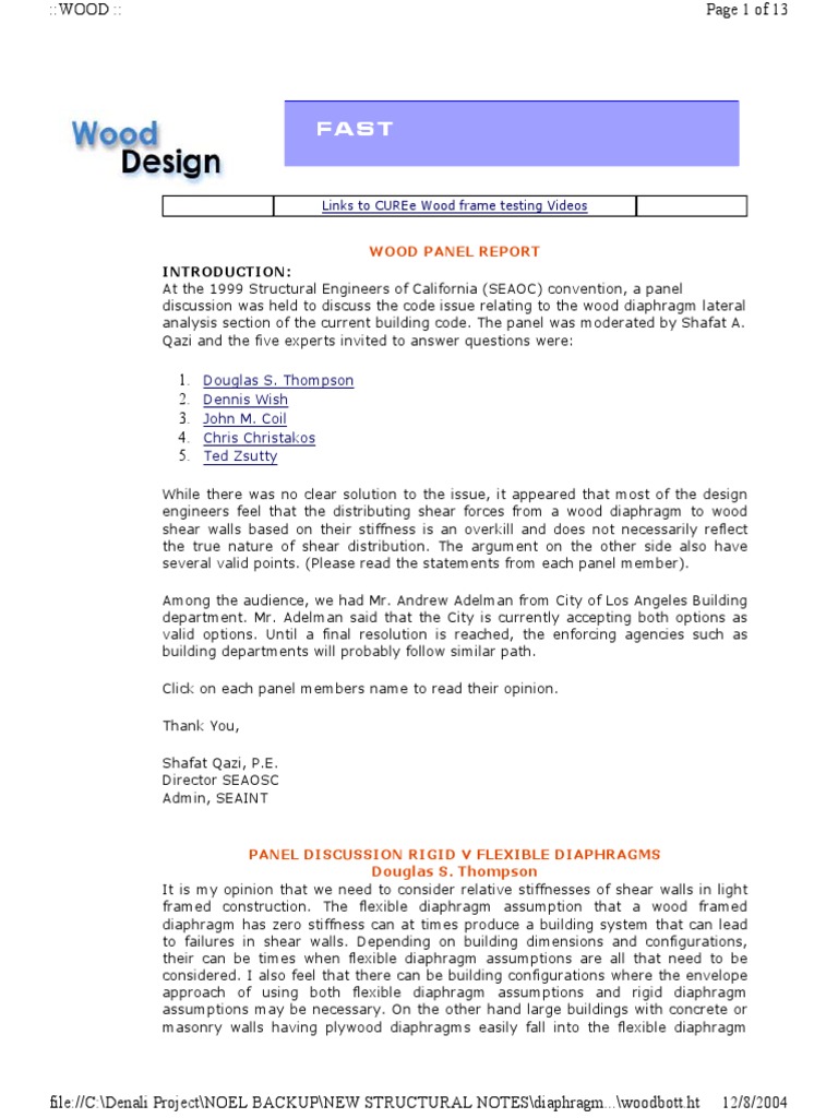 Wood Diaphragm Analysis and Design | PDF | Framing (Construction ...